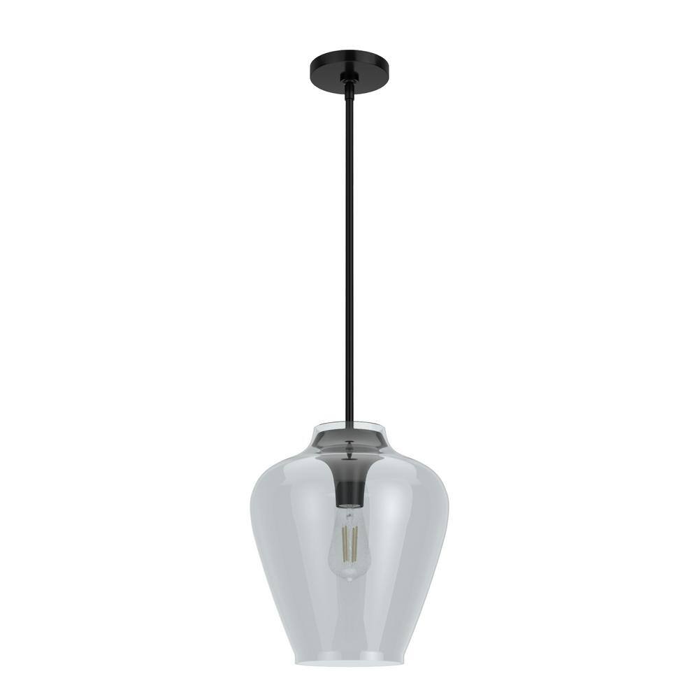 Hunter Vidria 1 Light Matte Black Pendant with Smoked Glass Shade ...
