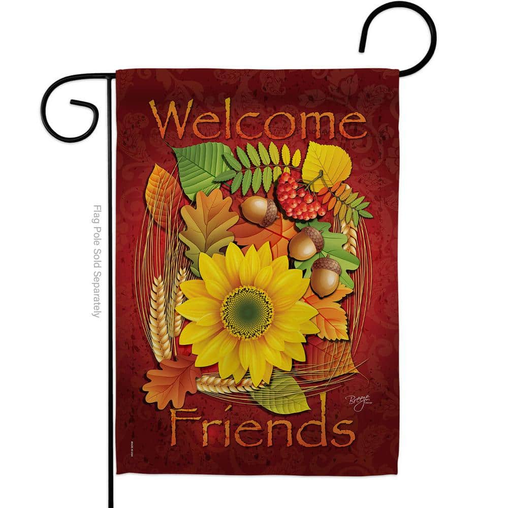 Breeze Decor 13 in. x 18.5 in. Welcome Friends Fall Garden Flag Double ...
