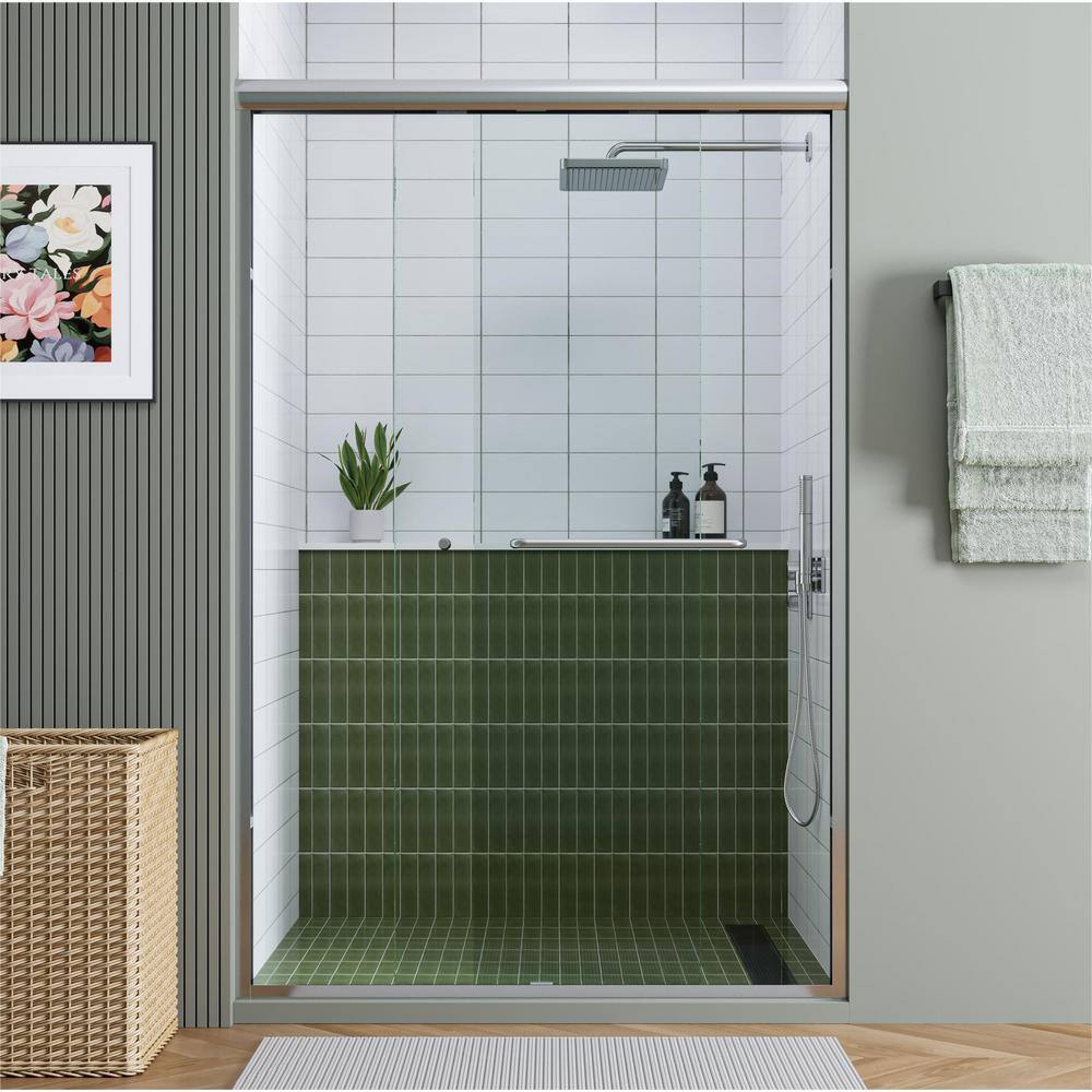 HOROW 44 in. - 48 in. W x 72 in. H Double Sliding Semi-Frameless Shower ...
