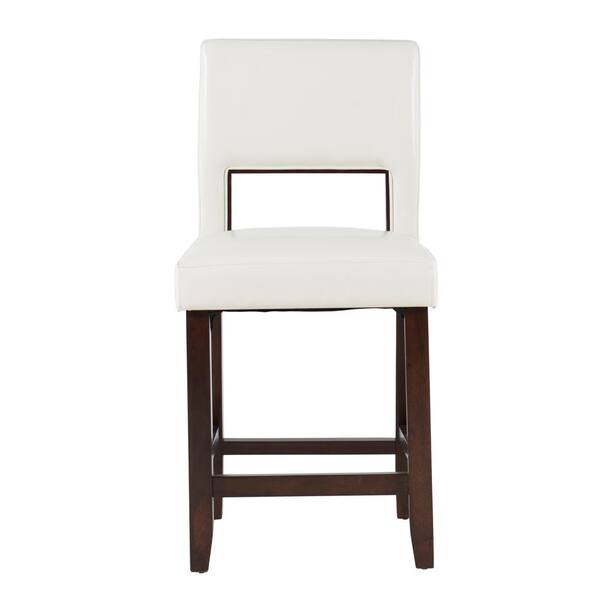 Linon Home Decor Edison 24 in. White High Back Wood Counter Stool with ...