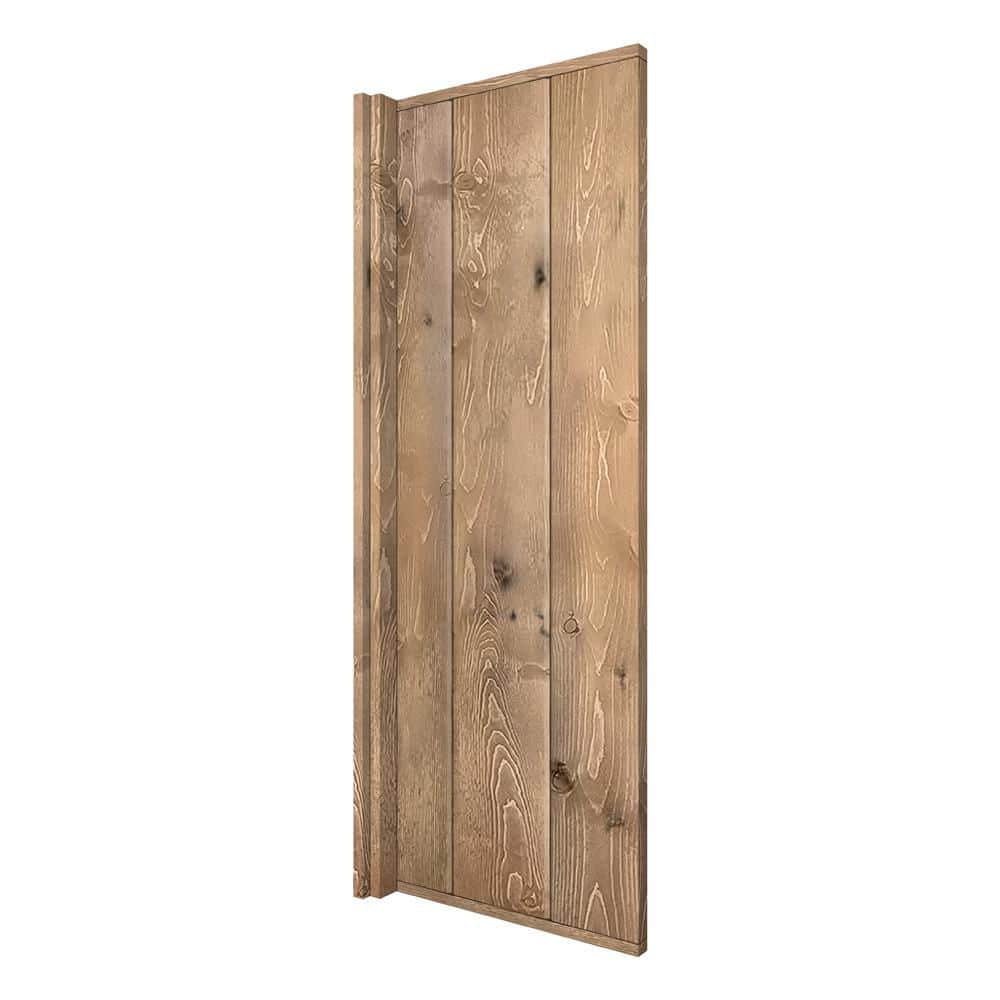 CALHOME 24 in. x 58 in. Light Brown Solid Pine Wood Bathroom Urinal Partition Door Slab UP-01 ...