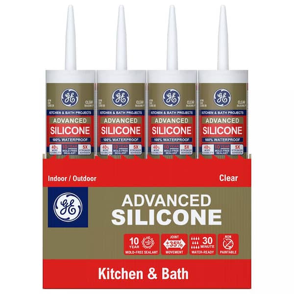 GE Advanced 10.1 oz. Clear Silicone 2-Kitchen and Bath Caulk (Case of ...