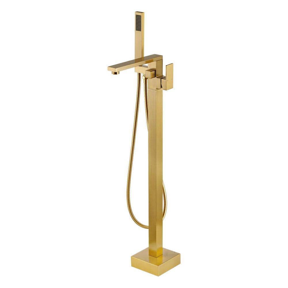 ALEASHA Single Handle Waterfall Free Standing Brass Bathtub Faucet with ...
