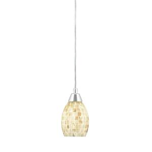 Bryson 100-Watt 1-Light Chrome Shaded Pendant Light Mini Pendant with 7 ...