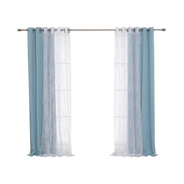 Best Home Fashion Ocean Polyester Solid 52 in. W x 84 in. L Grommet ...
