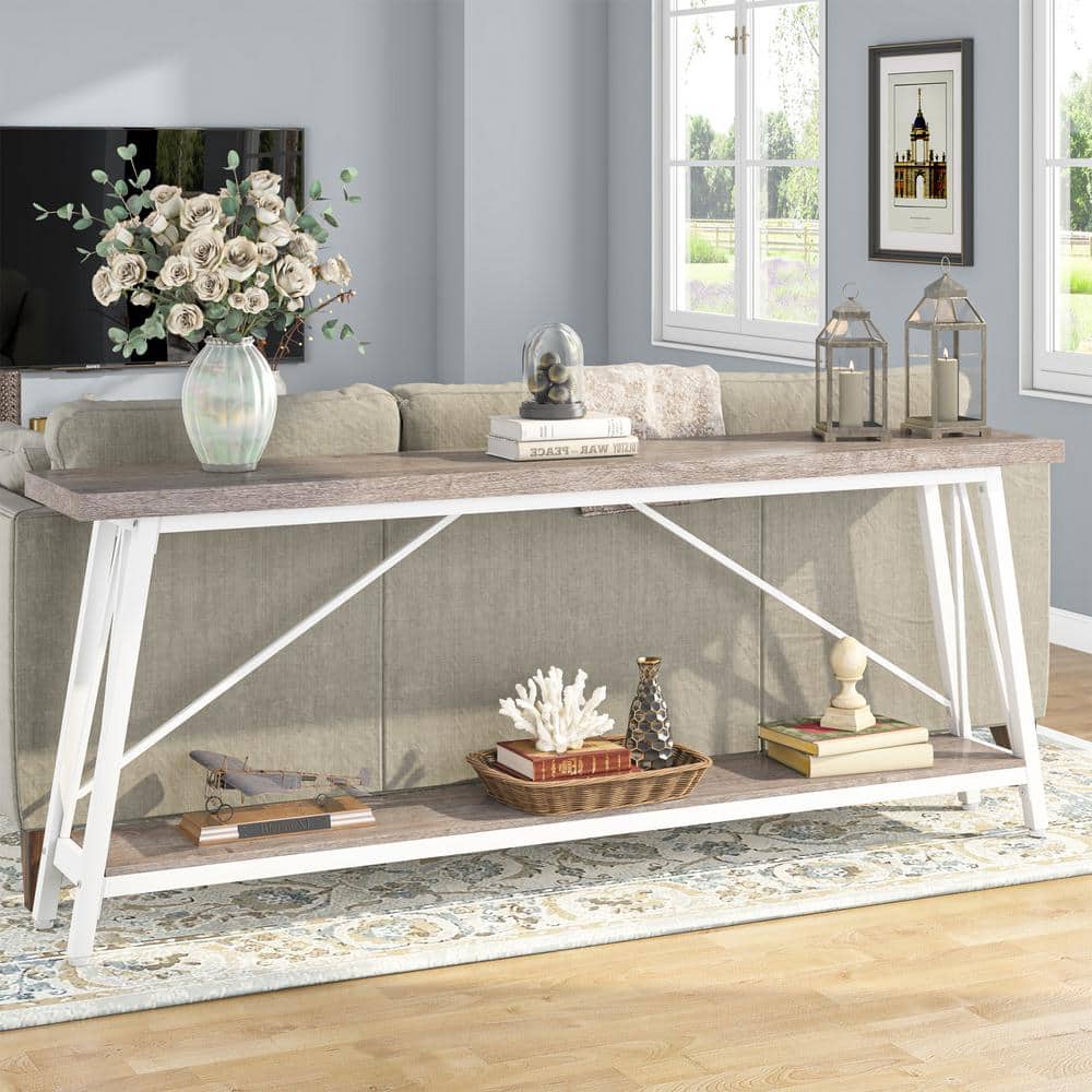 BYBLIGHT Turrella 70.9 in. Wood Finish Rectangle Particle Board Console ...