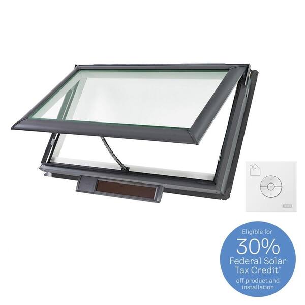 VELUX 44-1/4 x 26-7/8 in. Solar Powered Fresh Air Venting Deck-Mount Skylight with Laminated Low ...