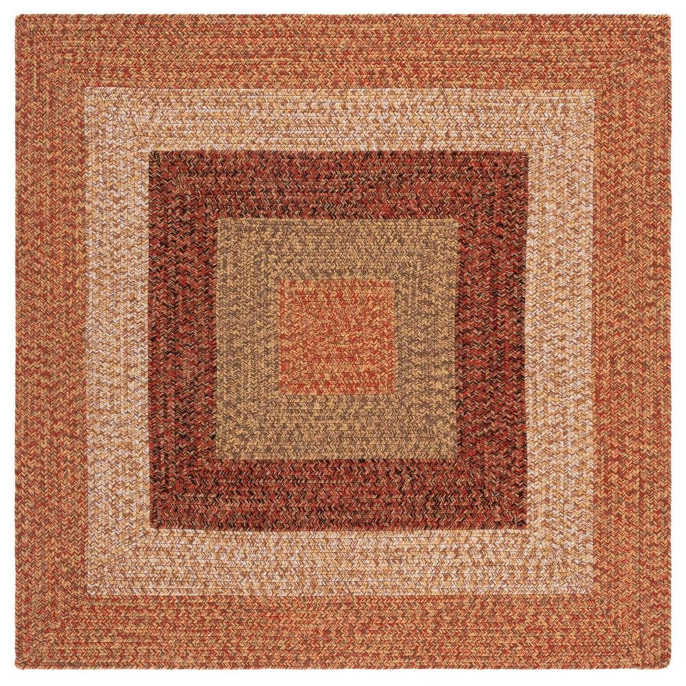 SAFAVIEH Braided Rust/Red 5 ft. x 5 ft. Machine Washable Solid Striped ...