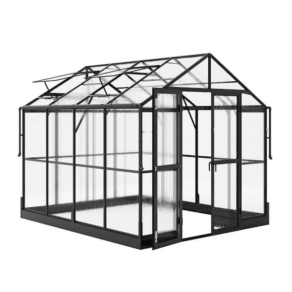 8 x 8 x 7.5 ft. Aluminum Greenhouses for Outdoors Black