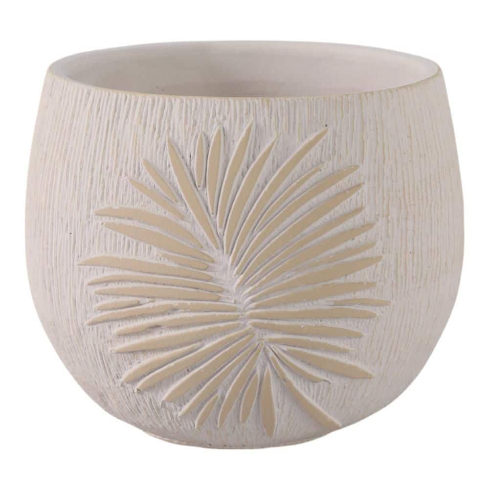 Liv & Skye Ivory Ceramic Round Decorative Pot Planter (8 in. W x 6 in ...