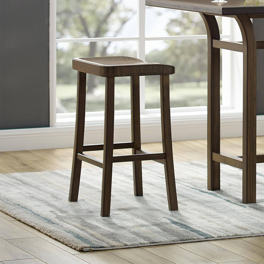 Piper 26 in. Coffee Bamboo Counter Height Stool with Bamboo Seat (Set ...