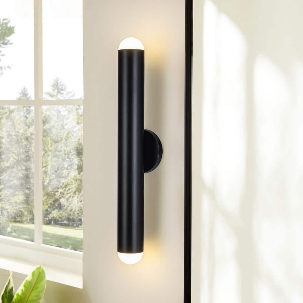 Rennnsan Jaden 2-Light Black Dimmable Modern Linear LED Wall Sconce ...