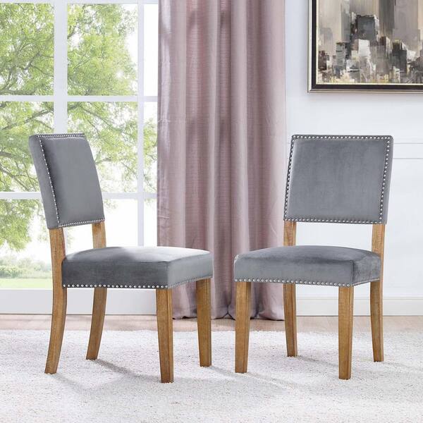 MODWAY Oblige Wood Dining Chair Set of 2 in Gray EEI-3477-GRY - The ...