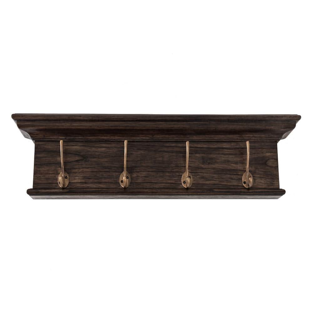 HomeRoots Charlie 27.56 in. Black Wash Wall-Mounted with Shelf ...
