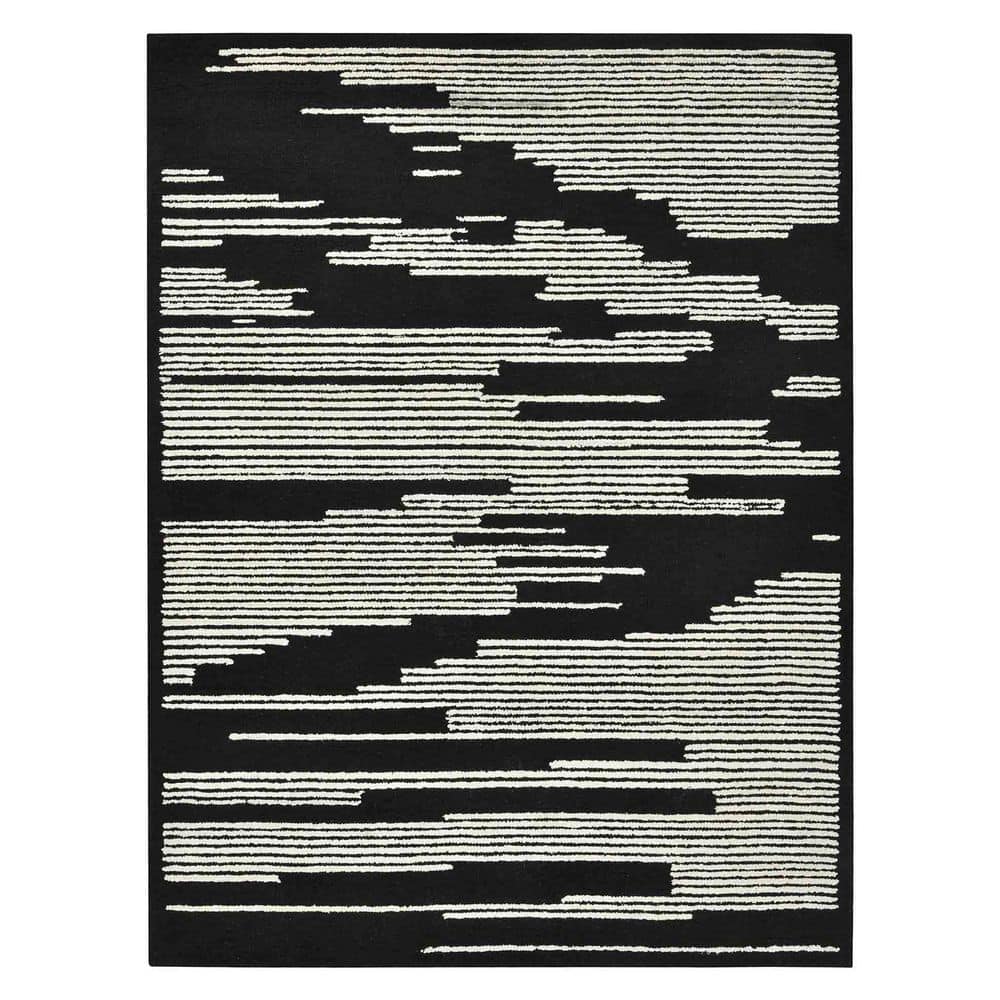 HomeRoots 5 ft. x 8 ft. Multi-Colored Wool Abstract Hand Hooked Area ...
