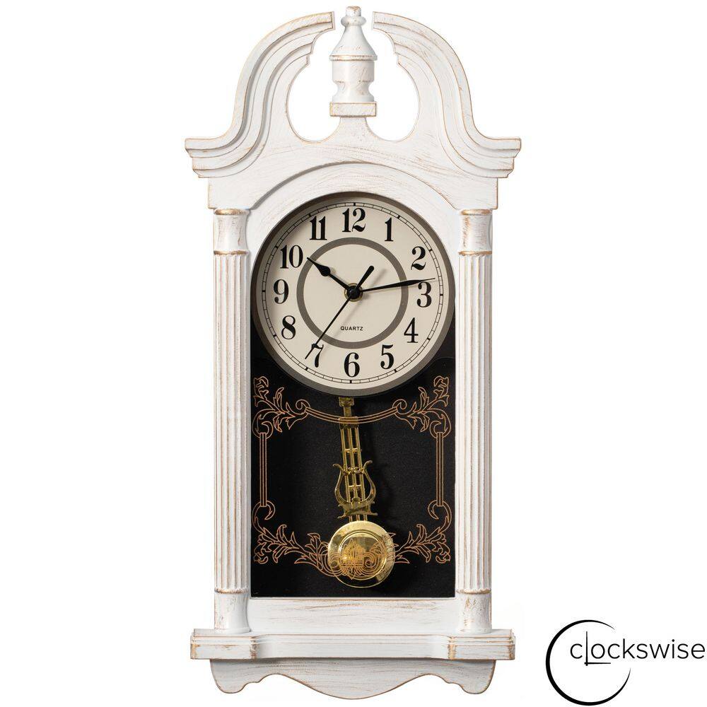 CLOCKSWISE Clockwise 20 in. Vintage-Inspired Plastic Grandfather Wall ...