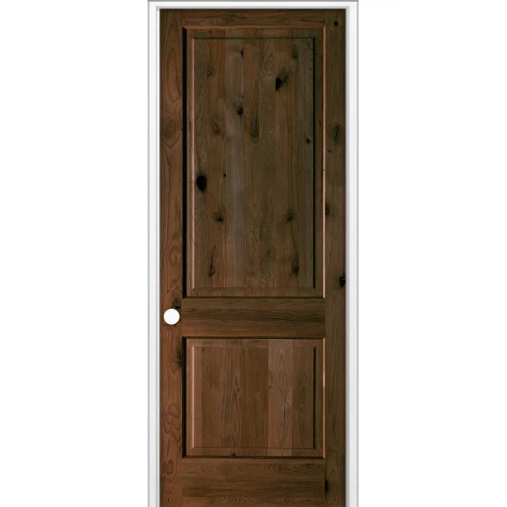 Krosswood Doors 36 in. x 96 in. Rustic Knotty Alder 2 Panel Square Top ...
