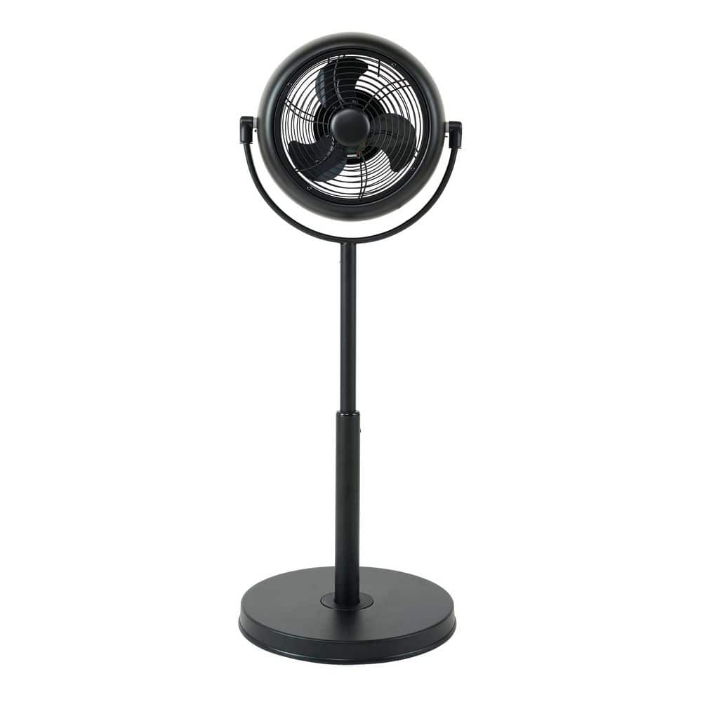 Tidoin 11 in. 3-Speed Metal Adjustable Height Floor Fan in Black with ...