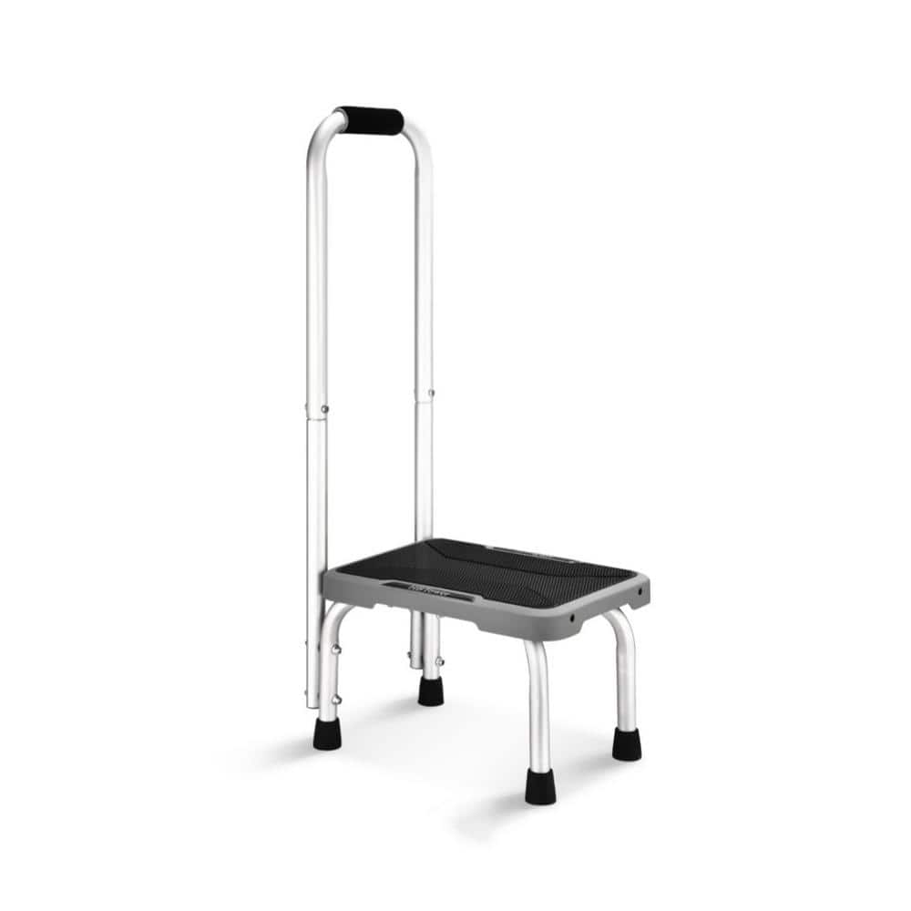 Angel Sar 600 lbs. Black Aluminum Step Stool with Handle and Non-Slip ...
