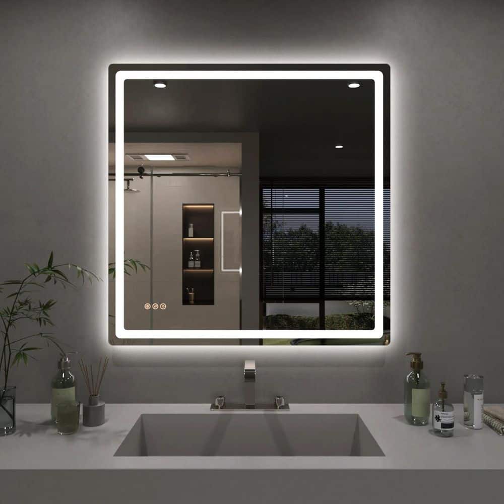 tydex Eira 36 in. W x 36 in. H Round Corner Rectangular Frameless Wall ...