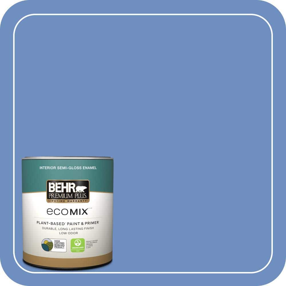 BEHR PREMIUM PLUS 1 qt. #590B-5 Purple Hyacinth Semi-Gloss Enamel ...