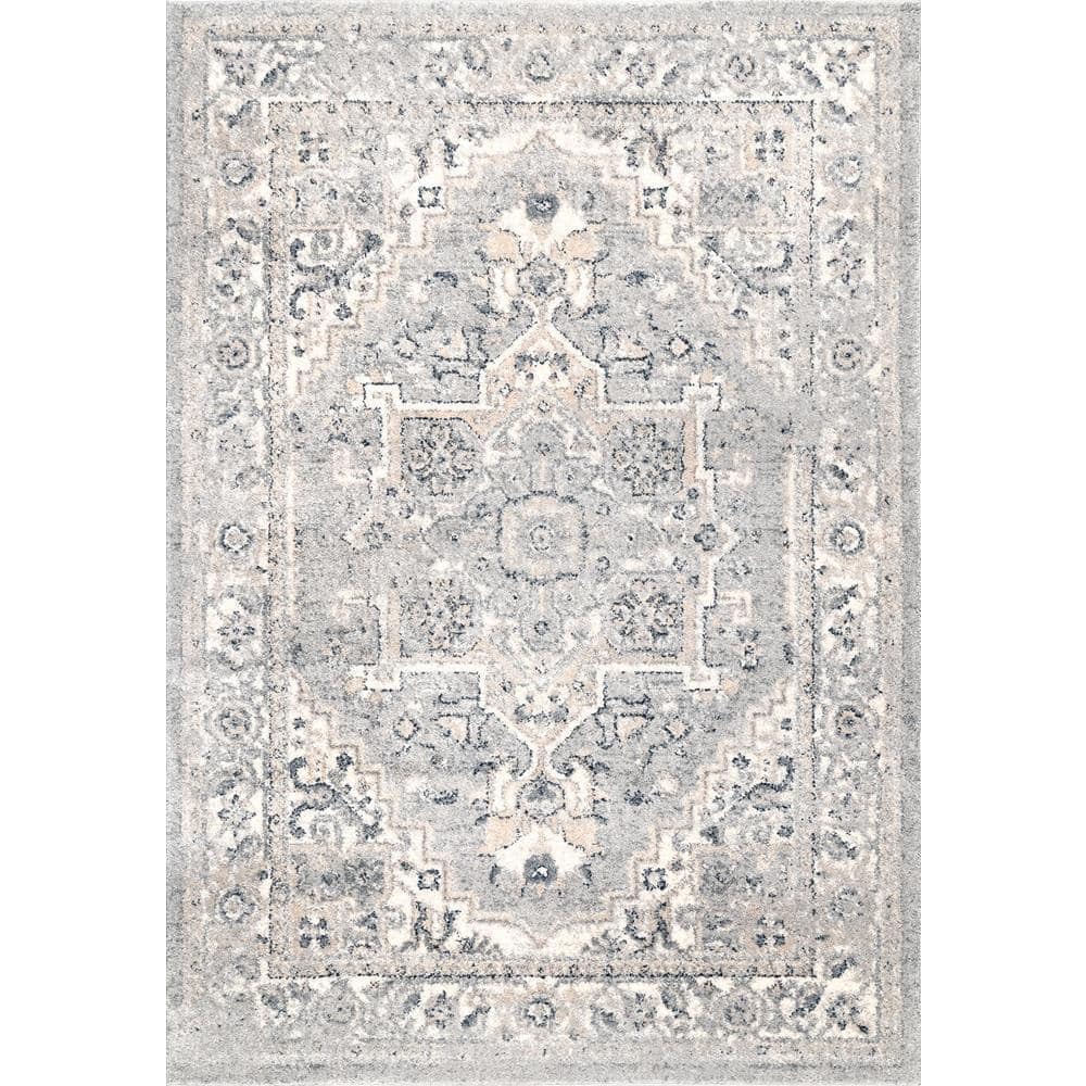 nuLOOM Essa Vintage 6 ft. x 6 ft. Light Grey Square Rug ACSD05A-S606 ...