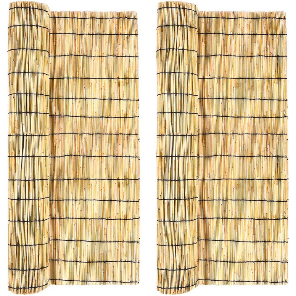 ATENGNES 4 ft. H x 16.4 ft. W Natural Wood Color Reeds Eco-Friendly ...