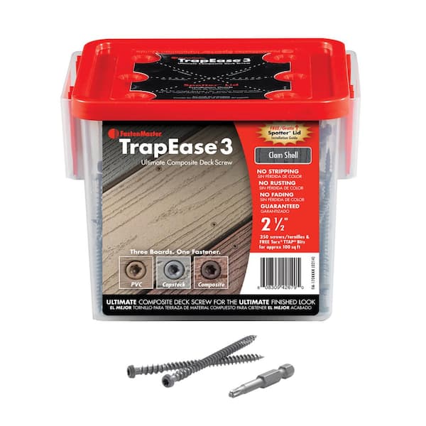 FastenMaster TrapEase3 350-Piece 2-1/2 in. Clam Shell Deck Screws FMTR3 ...