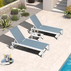 PURPLE LEAF Aluminum White Frame Metal Outdoor Chaise Lounge Patio ...