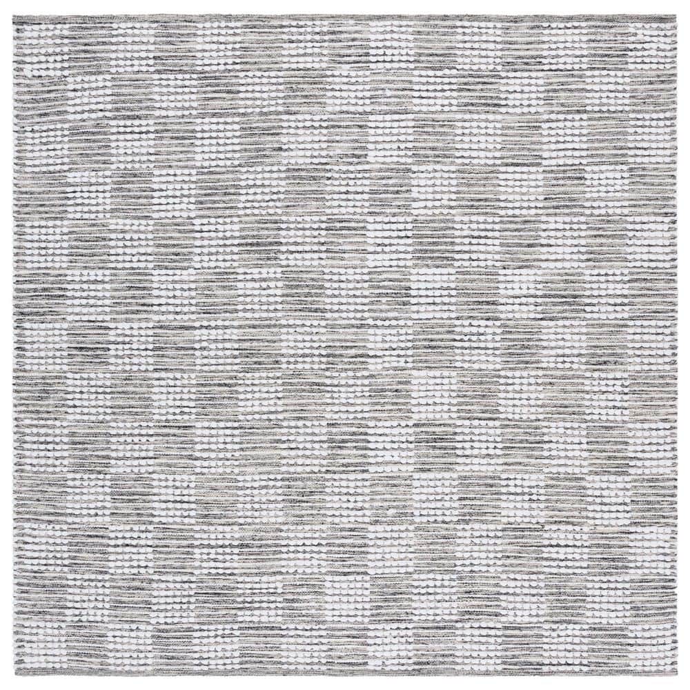 SAFAVIEH Montauk 6 ft. x 6 ft. Black/Ivory Checkered Modern Square Area ...