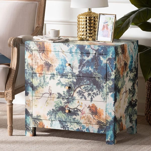 Baxton Studio Adeline 23.8 in. Multicolor Floral Rectangle Faux Leather ...