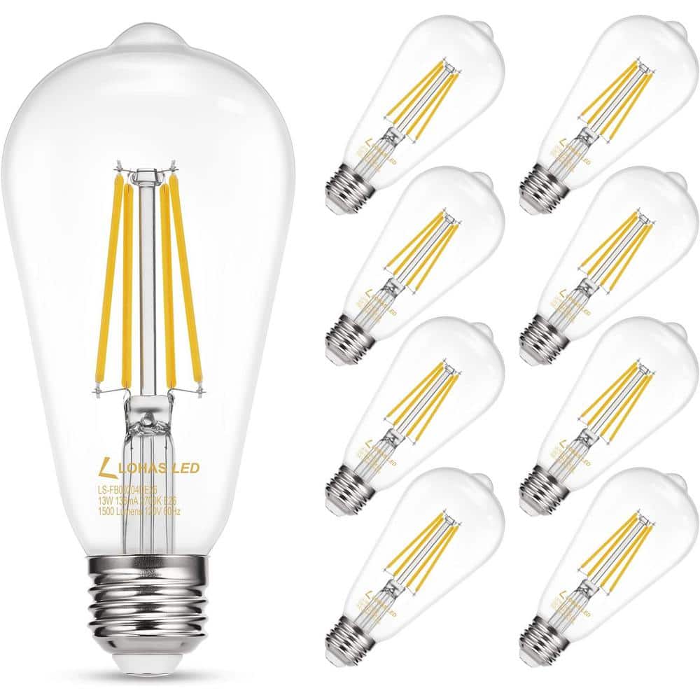 YANSUN 150-Watt Equivalent ST64 Dimmable LED Edison Light Bulb in Warm ...