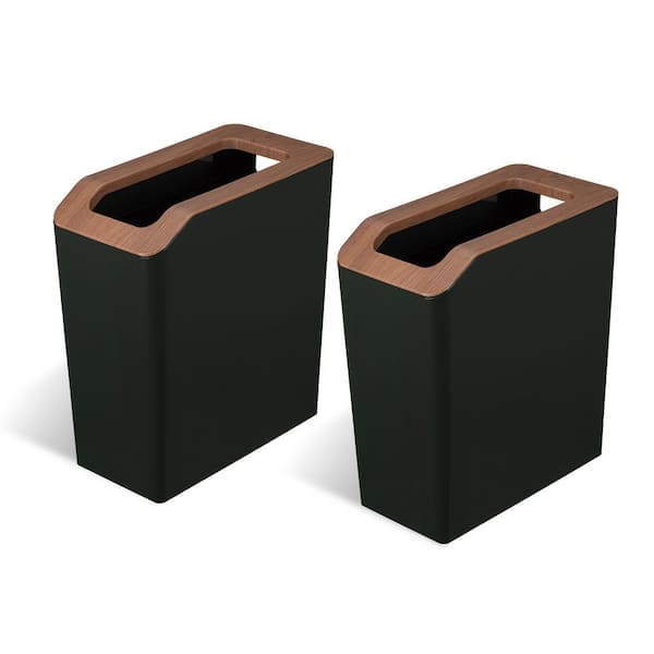Home Zone Living 2.1 Gal. Plastic Small Trash Can with Handle and Removable Open Top Lid (2-Pack ...