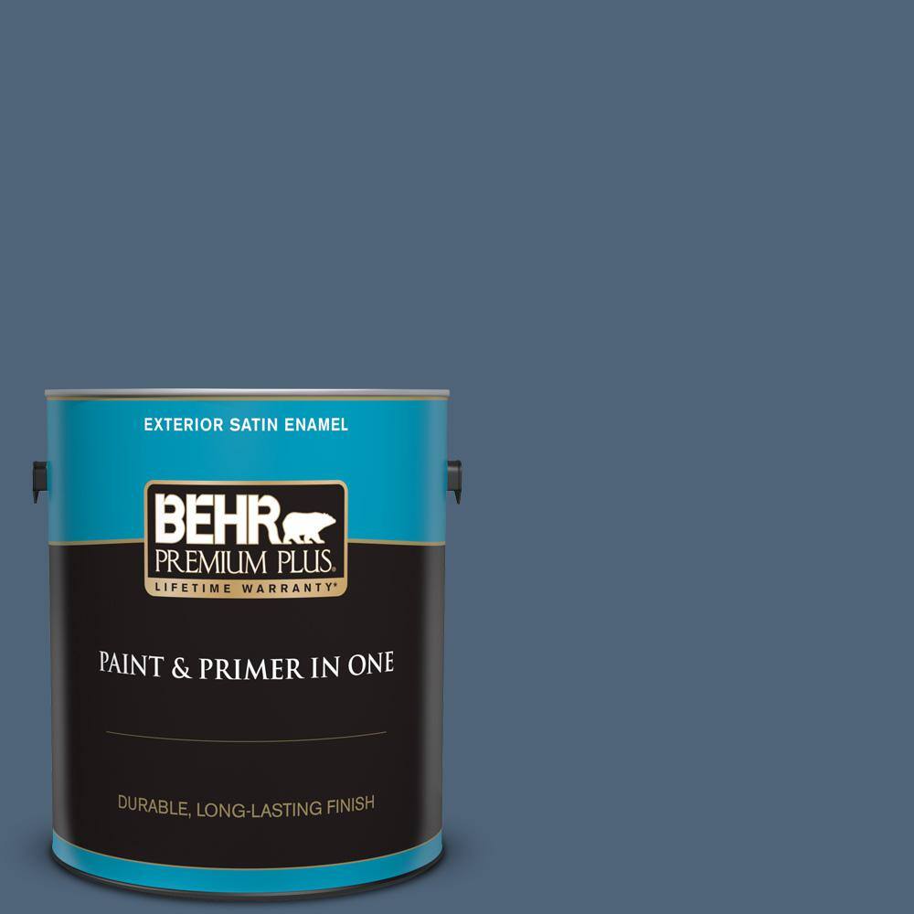 BEHR PREMIUM PLUS 1 gal. #570F-6 Mood Indigo Satin Enamel Exterior ...