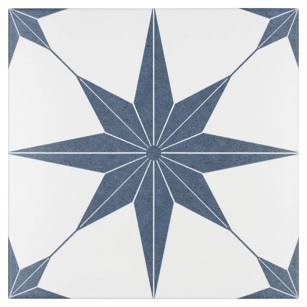 Merola Tile Stella Azul 9-3/4 in. x 9-3/4 in. Porcelain Floor and Wall ...