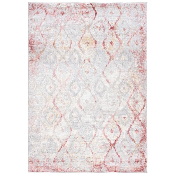 SAFAVIEH Meadow 4 ft. x 6 ft. Gray/Pink Distressed Trellis Area Rug ...