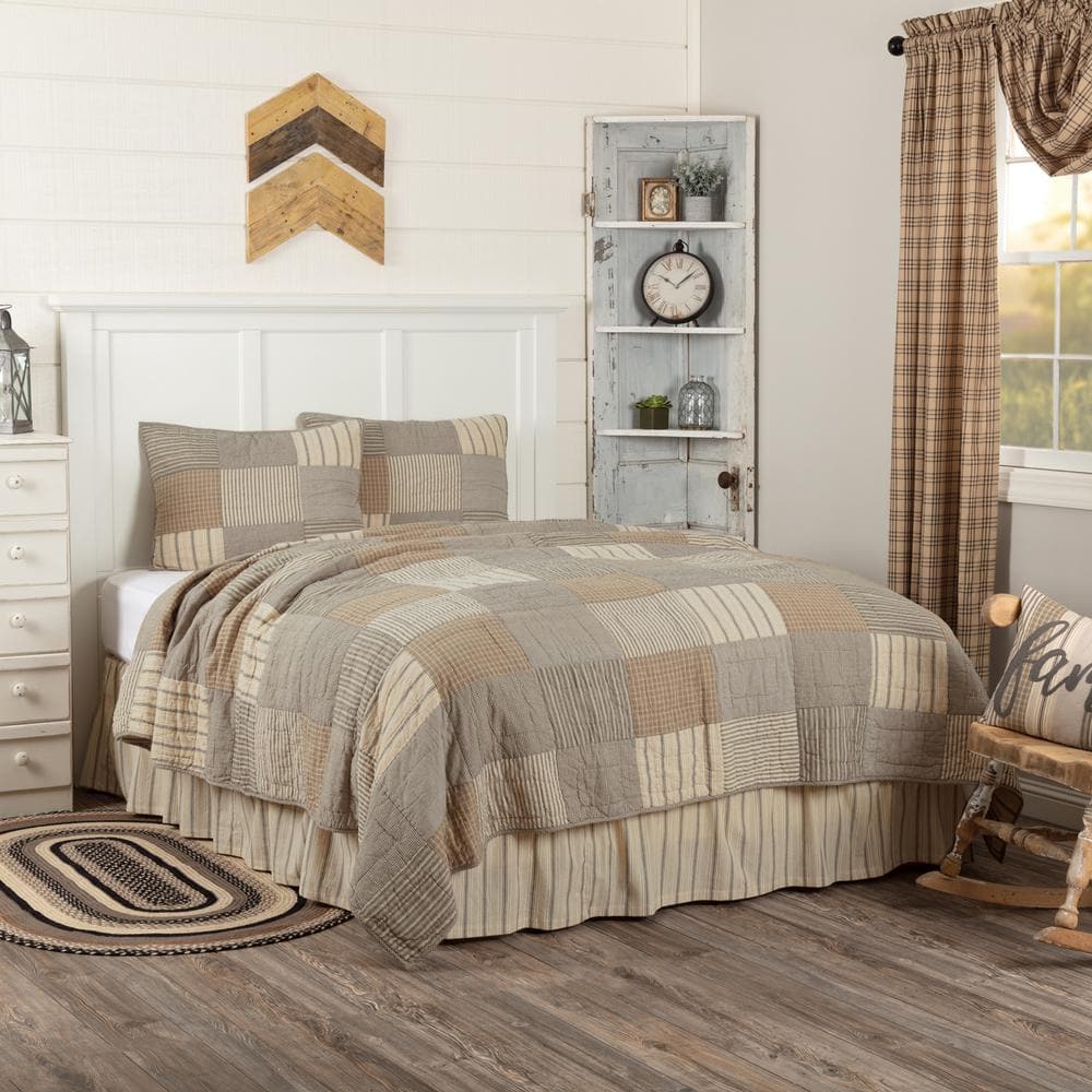 VHC BRANDS Sawyer Mill 3-Piece Charcoal Farmhouse Patchwork Cotton King ...