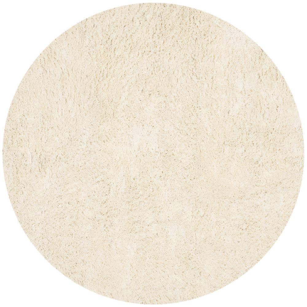 SAFAVIEH Classic Shag Ultra Ivory 4 ft. x 4 ft. Round Solid Area Rug ...