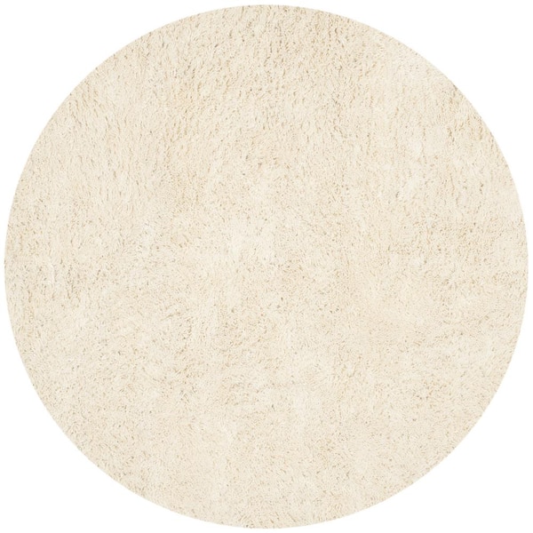SAFAVIEH Classic Shag Ultra Ivory 4 ft. x 4 ft. Round Solid Area Rug ...