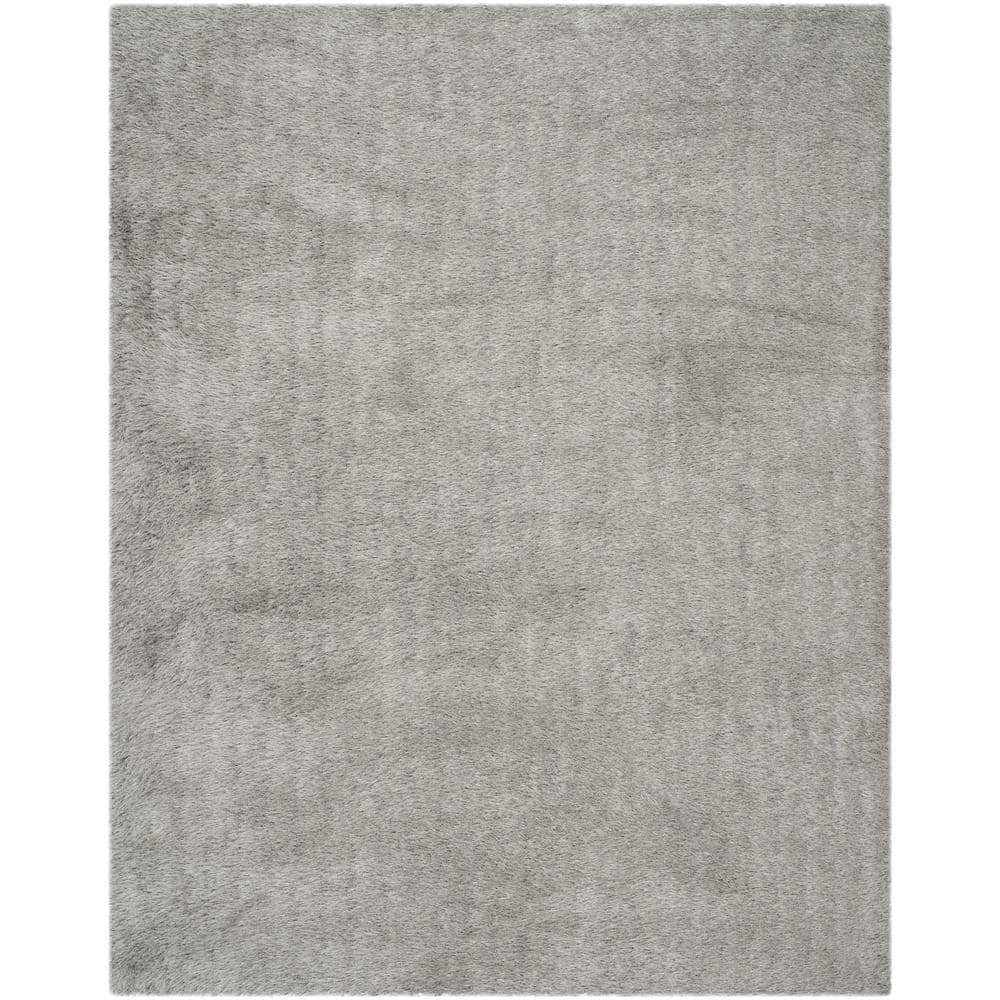 SAFAVIEH Venice Shag Silver 8 ft. x 10 ft. Solid Area Rug SG256S-8 ...