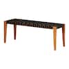 South Shore Balka Matte Black Woven Leather Dining Bench 47.25 in ...