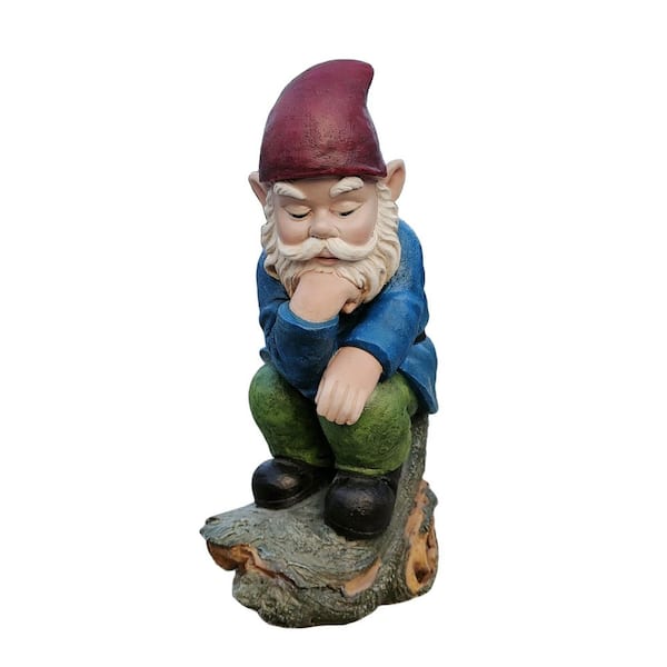 HI-LINE GIFT LTD Blue Muse: Pensive Polyresin Thinking Gnome Figurine ...