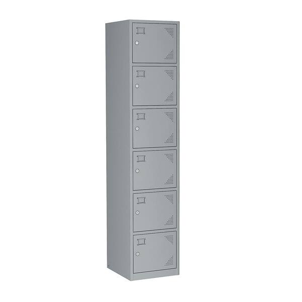 6-Tier Gray Metal Storage Cabinet with Locker SN822C-201 - The Home Depot