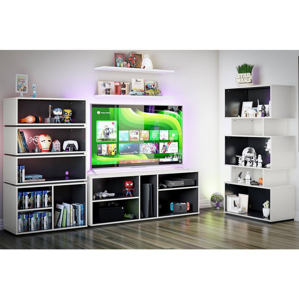 NTense Shadow Gaming Storage Unit Bookcase, White and Matte Black ...