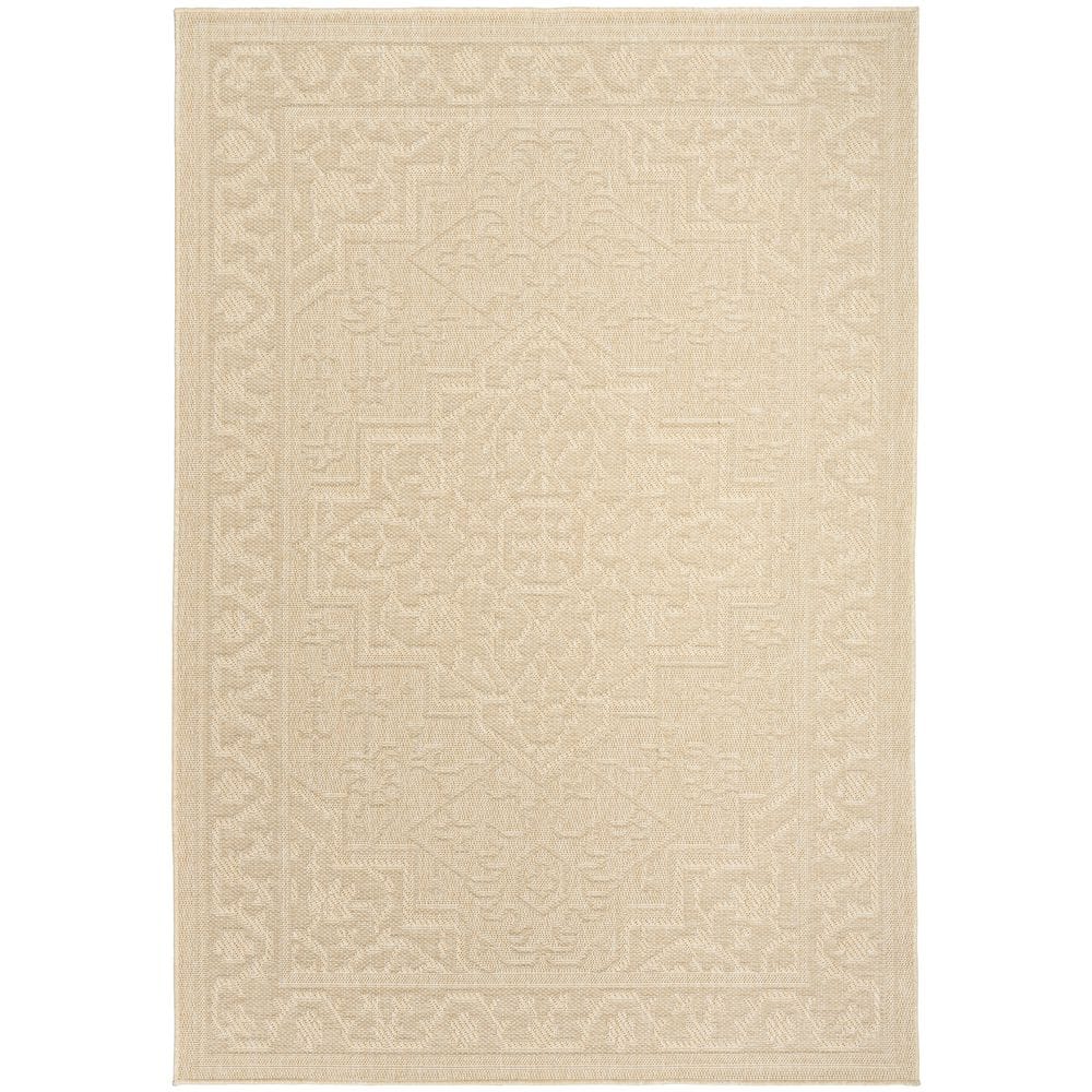 Nourison Tulum Cream 5 ft. x 7 ft. Center medallion Contemporary Area ...
