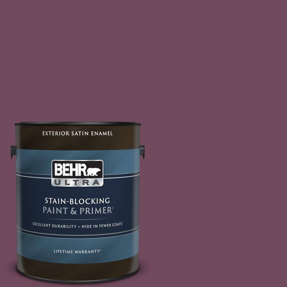 BEHR ULTRA 1 gal. #MQ1-39 Prussian Plum Satin Enamel Exterior Paint ...