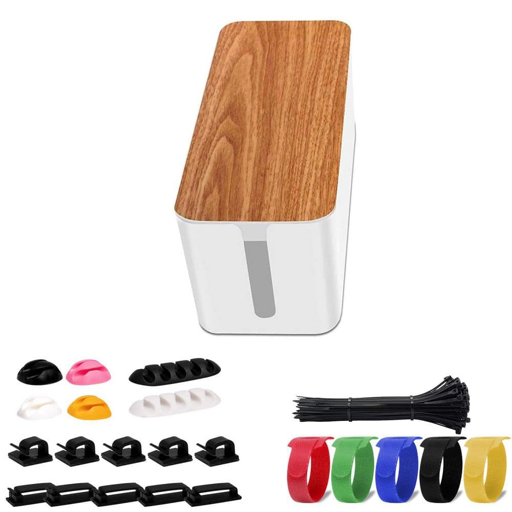 Lukyamzn Cable Management Box Set with 122 Cable Clips Large Cord ...