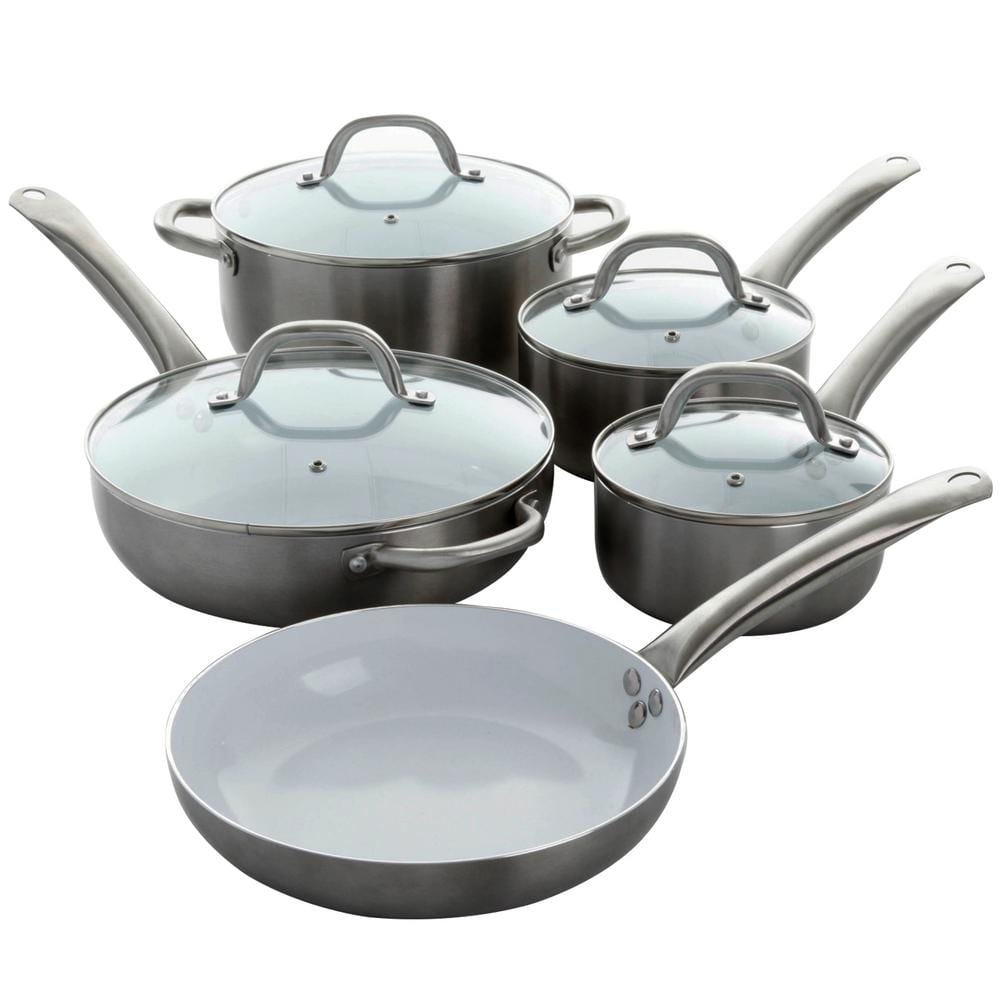 Oster Montecielo 9-Piece Aluminum Nonstick Cookware Set in Metallic ...