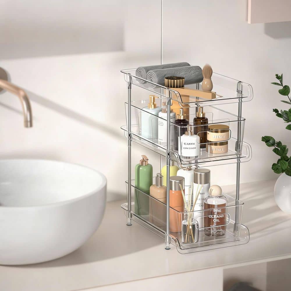 Wudkey 2-Pack 3-Tier Clear Multi-Purpose Pull-Out Storage Organizer ...