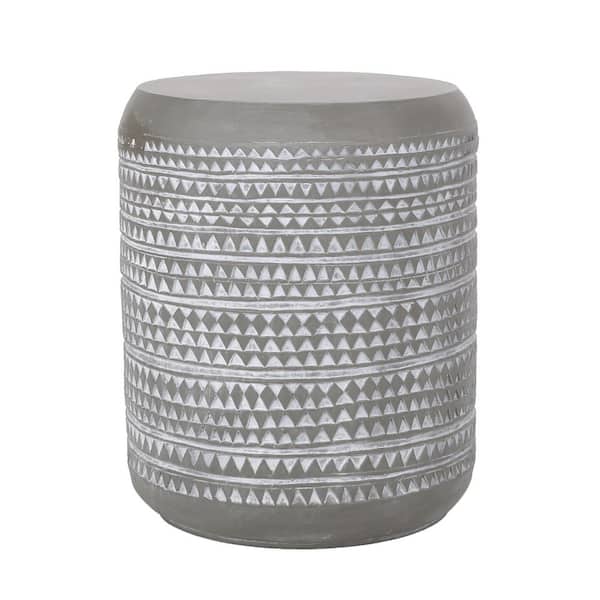 White and Grey Lightweight Concrete Side Table-Textured Outdoor/Indoor ...
